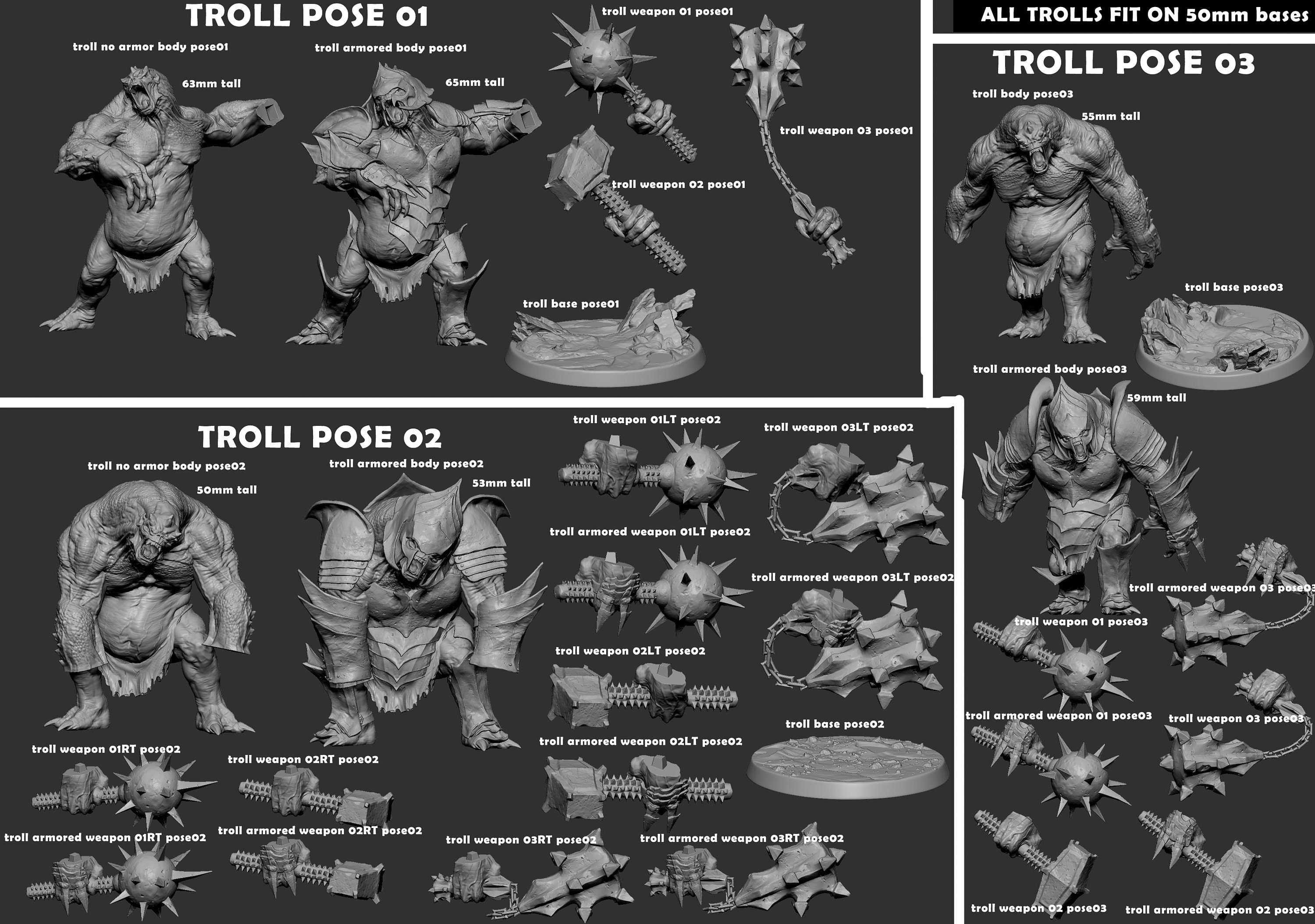 Trolls | Mini Monster Mayhem | Tabletop RPG | Miniature | Resin Print ...