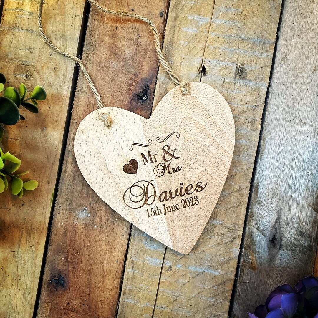 Personalised Wedding or Anniversary Wood Heart Gift for - Etsy