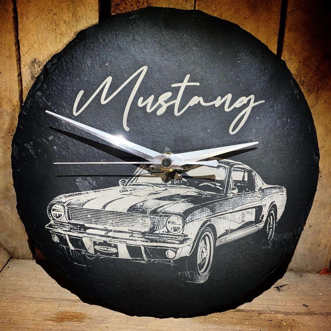 Mustang Gift Slate Clock Engraved With Classic Mustang Image Classic ...