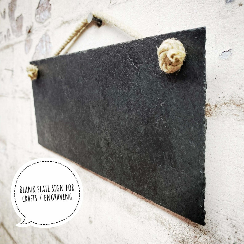 Blank Slate Hanging Sign With Rope 25x11cm Perfect for Crafts or ...