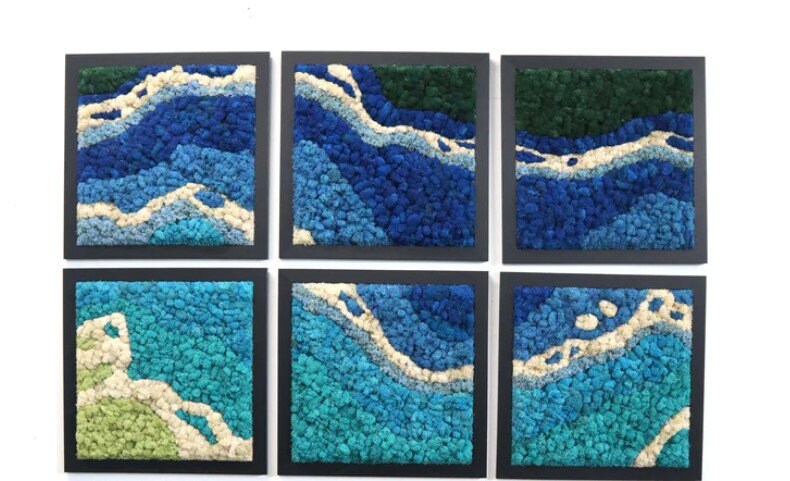 Mixed Moss Picture, Moss Square, Moss Rectangle, Moss Art, Moss Wall ...
