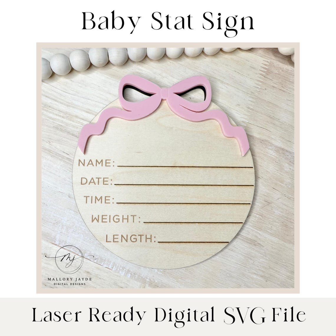 Baby Announcement Laser SVG, Newborn SVG, Personalized Baby Stat SVG ...