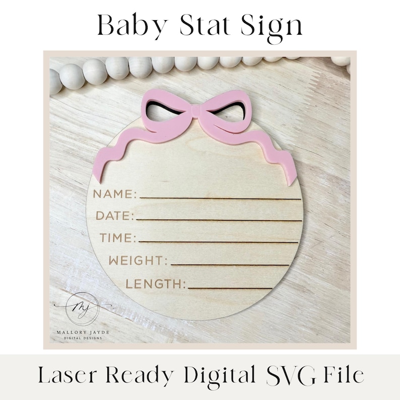 Baby Announcement Laser SVG, Newborn SVG, Personalized Baby Stat SVG ...