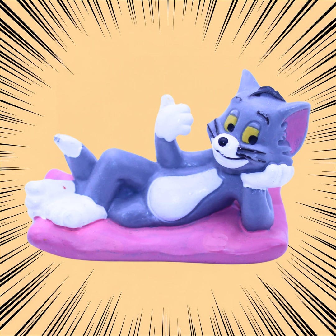 Tom and Jerry PVC Figure Tom Lying on Blanket by Bullyland - Etsy
