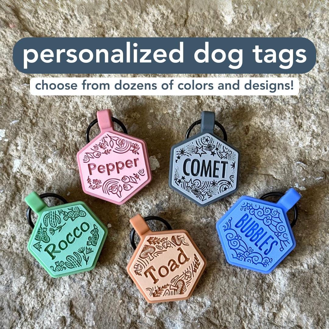 Nature Design Custom Silicone Dog ID Tags | Adventure Dog Gear | Cute ...