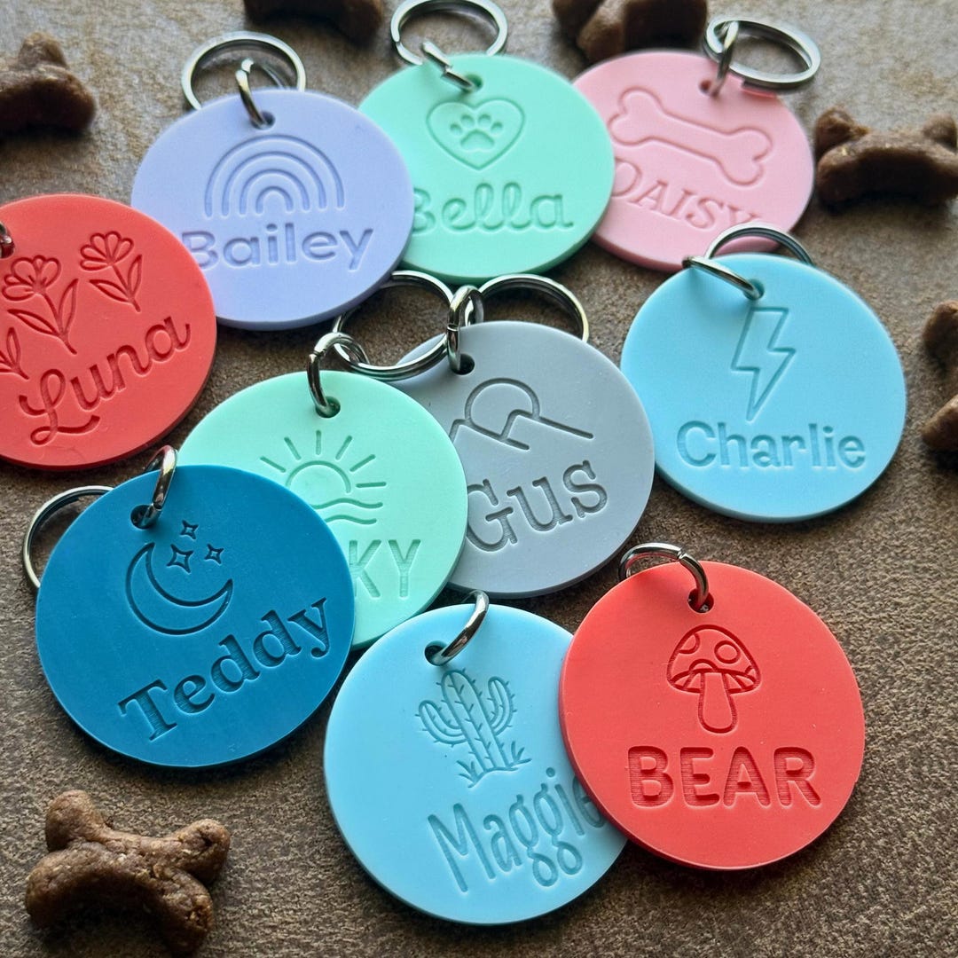 Silicone Pet ID Tag: Personalized Jingle-free Dog Tag, Circle ...