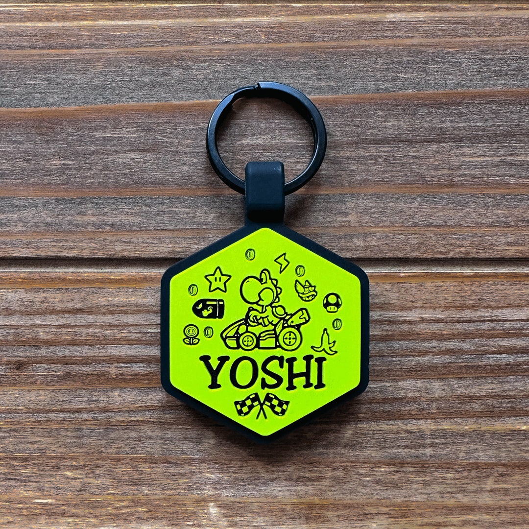 Yoshi Mario Kart Silicone Dog ID Tag Yoshi Dog ID Tag Quiet Dog Tag ...