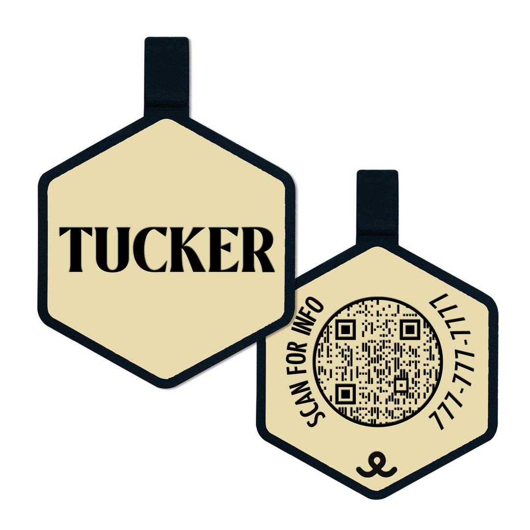 QR Code Cream Silicone Dog ID Tag | Digital Pet Tag | Quiet Dog Tag ...
