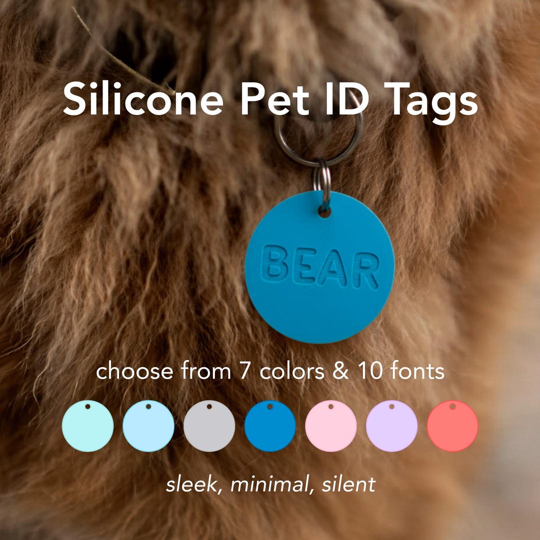 Silicone Dog ID Tag: Quiet, Durable, Personalized Name Tag for Pet ...