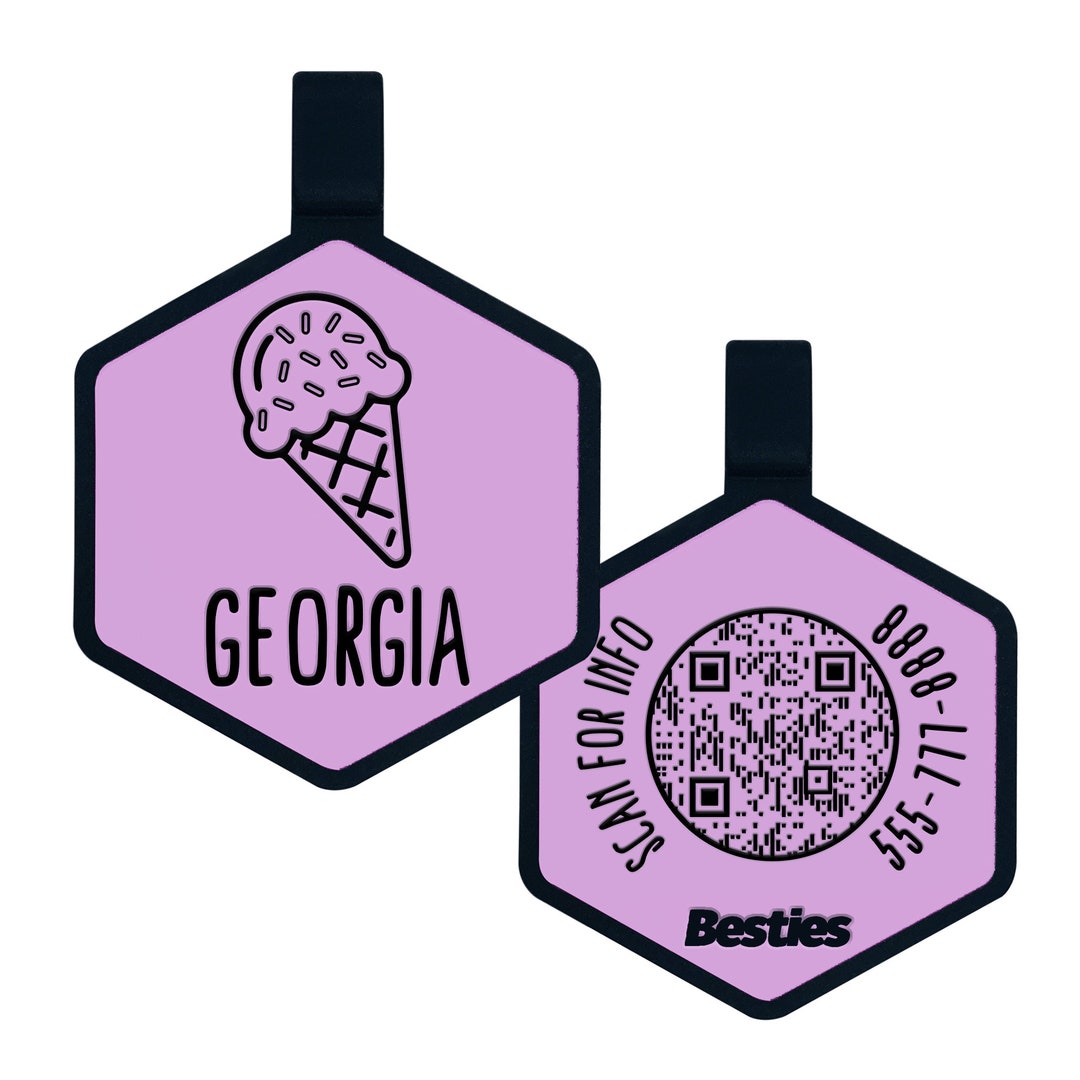 QR Code Ice Cream Cone Silicone Dog ID | Silent Pet Tag | Quiet Dog Tag ...