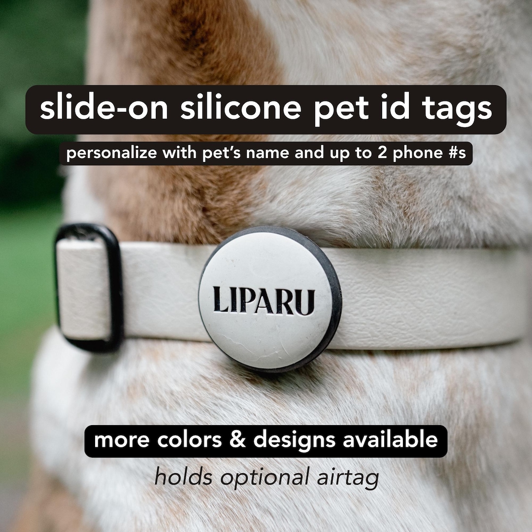 Slide-on Dog Tag | Silent Rubber Dog ID | Personalized Pet ID Name Tags ...