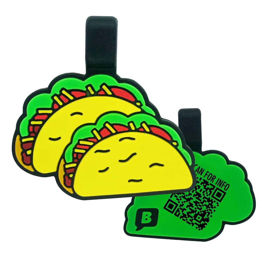 QR Code Tacos Silicone Dog ID Tag | Dog Tag | Silicone Pet Tag | Quiet ...