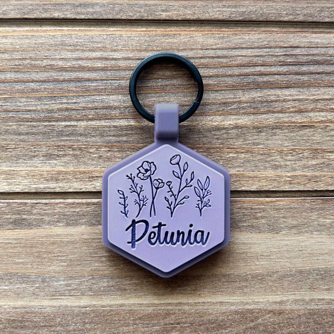 Wildflowers Silicone Dog ID Tag | Silicone Dog Tag | Pet ID | Quiet Dog ...