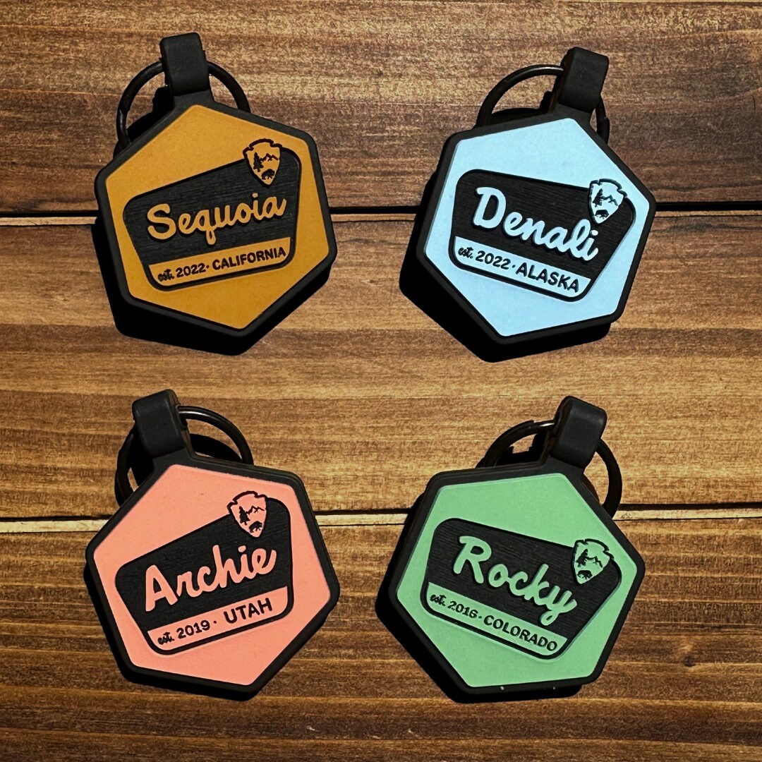 National Parks Silicone Dog Tag | Adventure Pet ID | Silent Dog Tag ...
