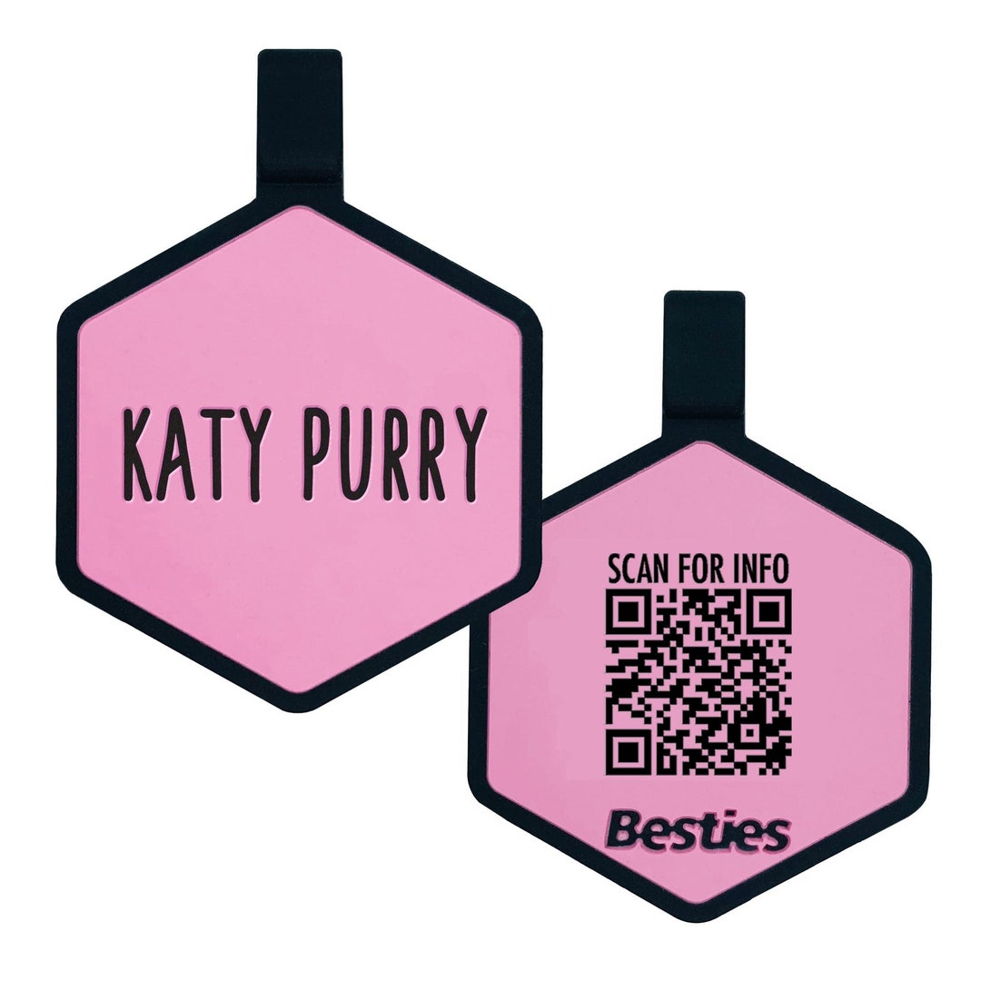 QR Code Blush Silicone Dog ID Tag Digital Pet Tag Quiet - Etsy