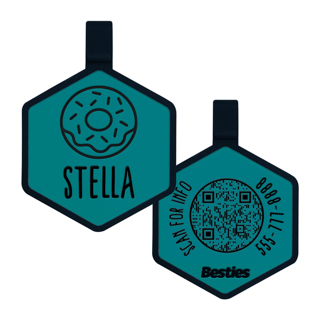 QR Code Donut Silicone Dog ID Tag | Dunkin Donuts Pet ID | Quiet Dog ...