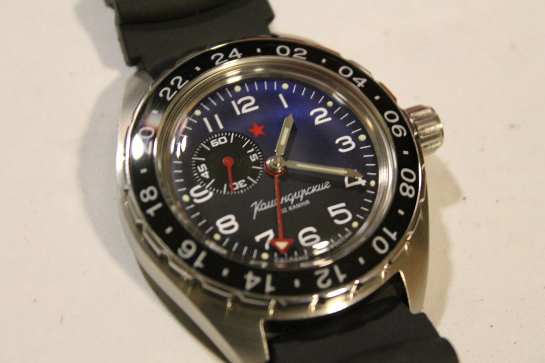 Vostok Komandirskie GMT 02018a-automatic Watch 12/24h Soviet-russian ...