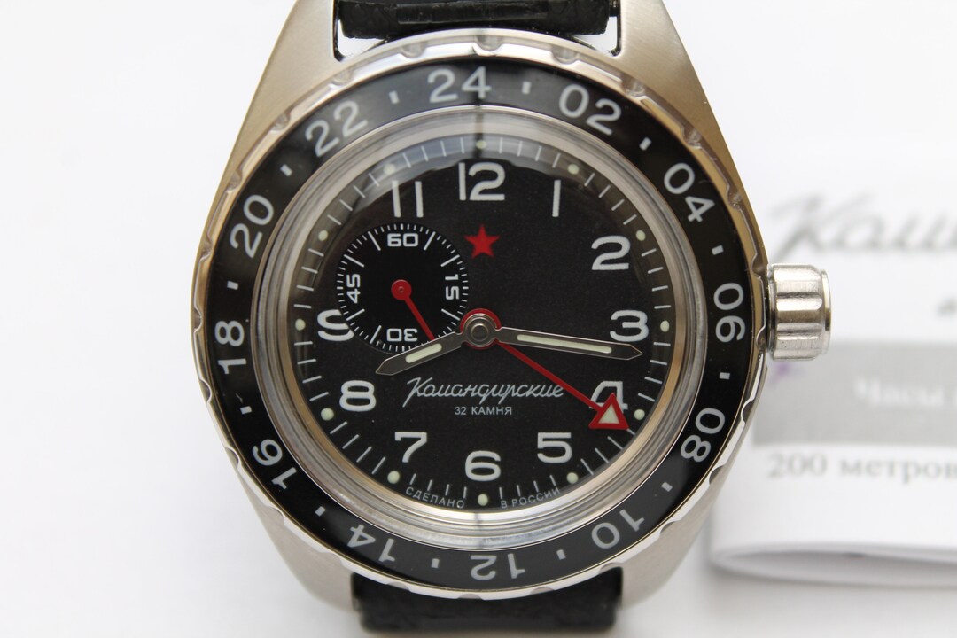 Vostok Komandirskie GMT 02019a-automatic Watch 12/24h Soviet-russian ...