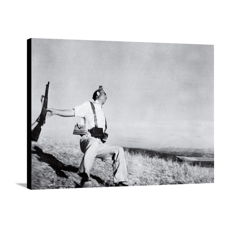 Art Prints on Poster or Framed Canvas Robert Capa Falling Soldier ...