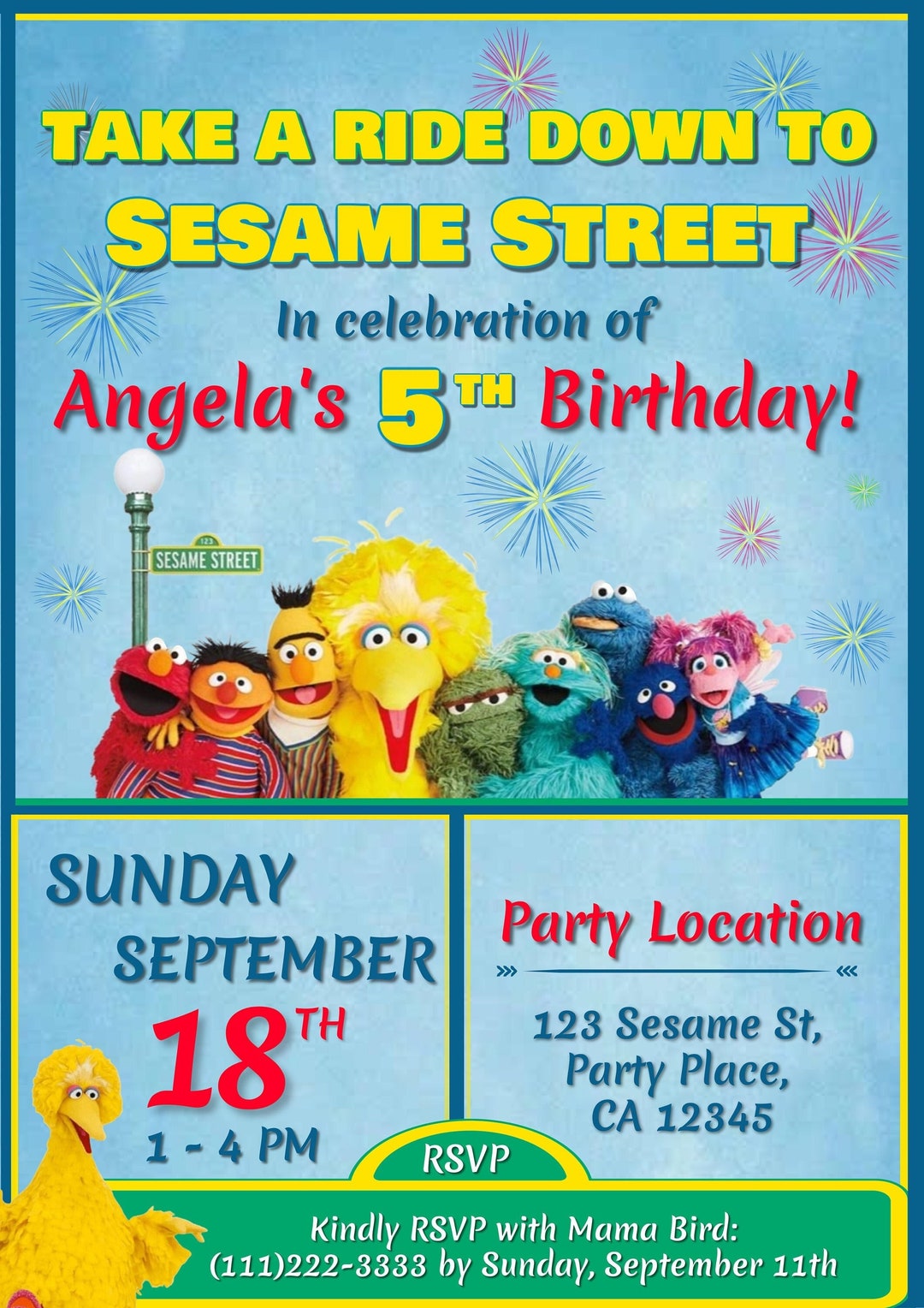 Electronic Sesame Street Party Invitation - Etsy