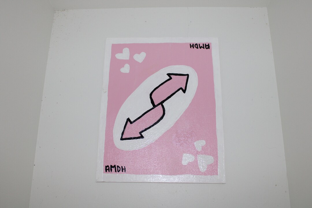 Pink Uno Card Painting - Etsy