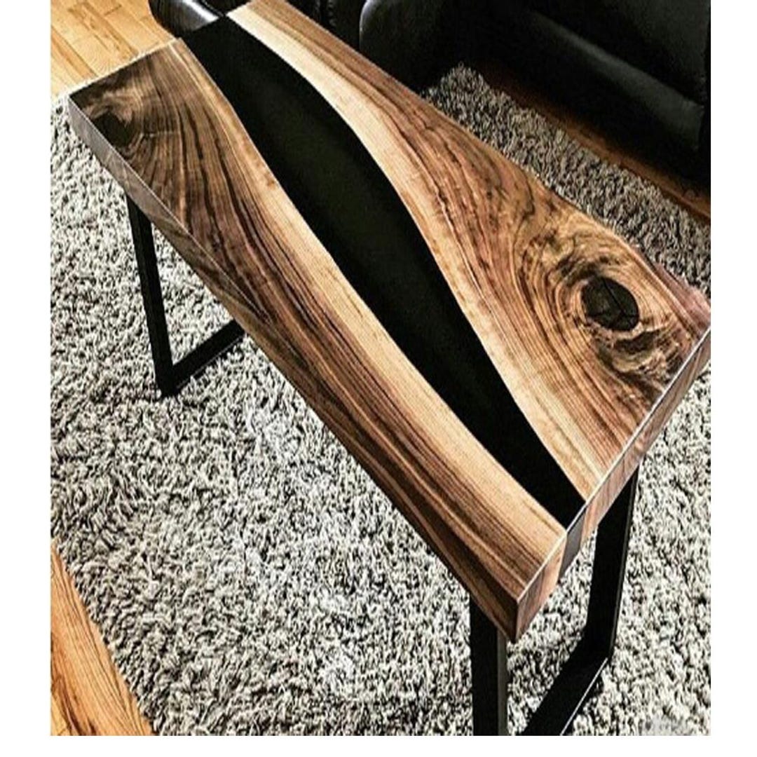 Epoxy Resin Table With Natural Wood, Black Epoxy Table, Epoxy Live Edge ...