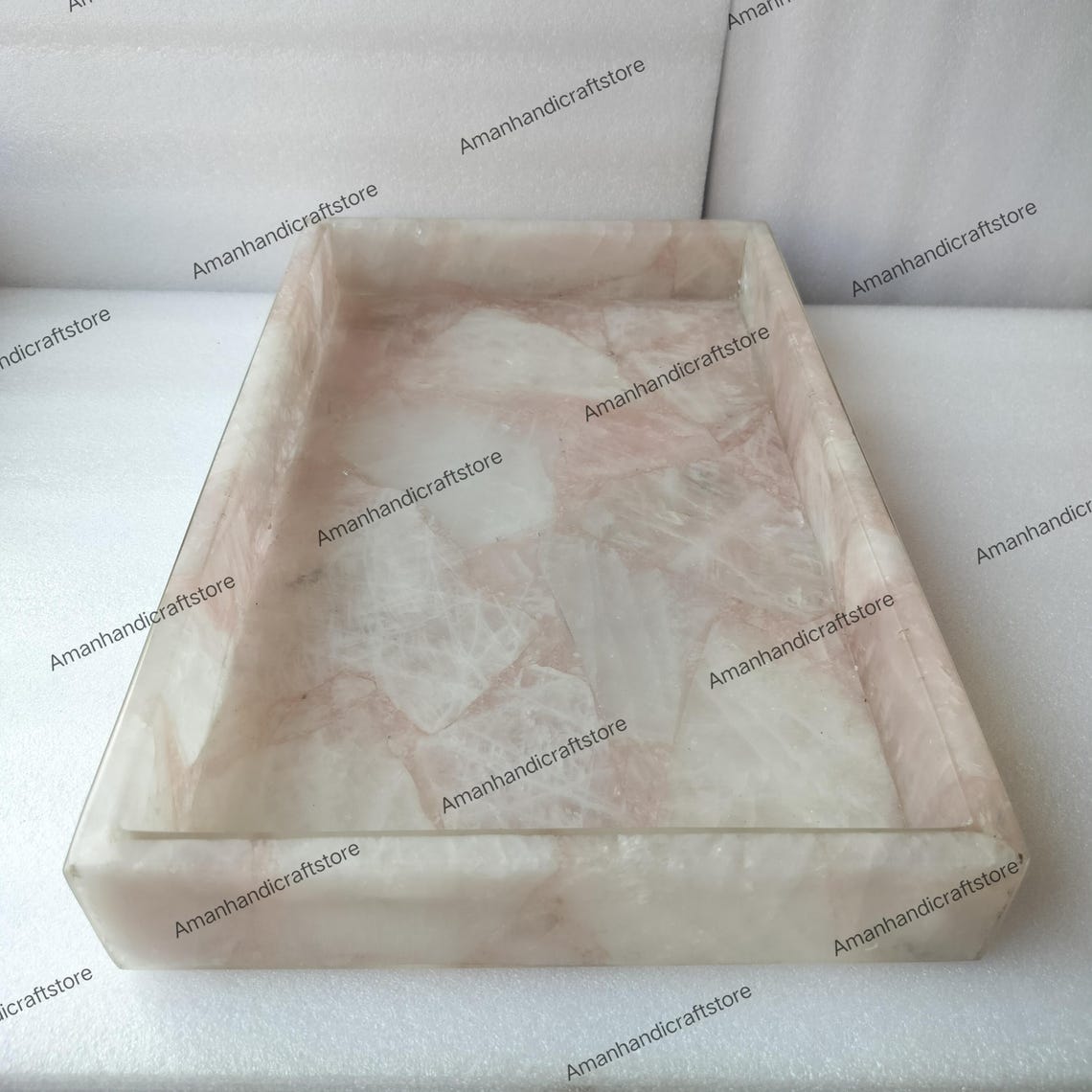 Rose Quartz Tray, Natural Pink Quartz Serving Tray, Stone Tray ...