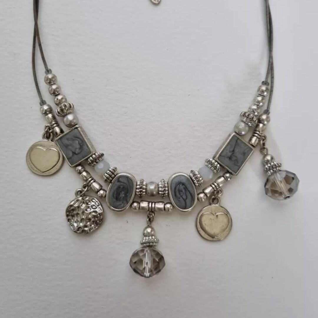 Laura Ashley Jewelry Silver Necklace | 90s Charm Collar With Hearts ...