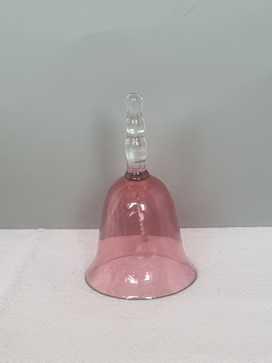 Vintage English Cranberry Glass Bell | Hand Blown Pink Glass Dinner ...