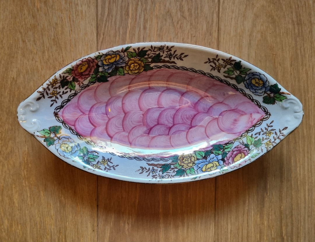 MALING Pottery Lustre Ware PINK Peony Rose Plate Dish Made in - Etsy