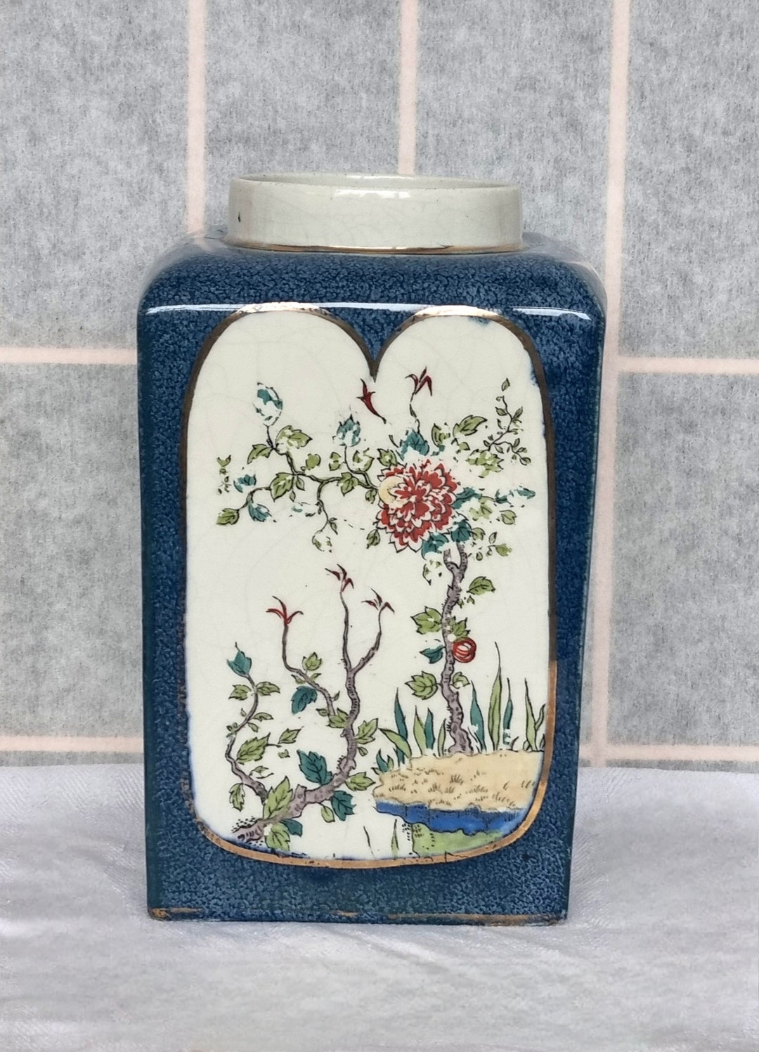 1910s English Orientalist Porcelain Vase | Vintage Harley Jones Jar ...