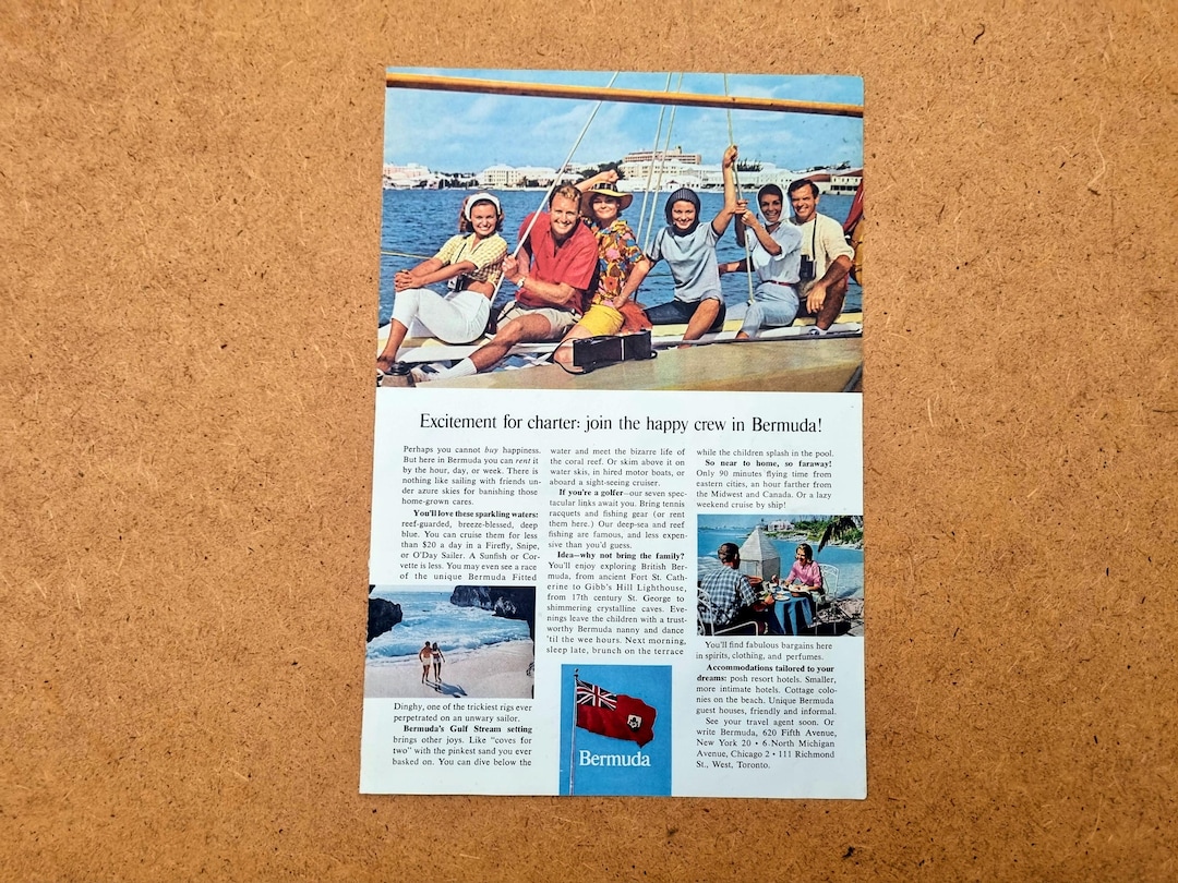 1960s Travel Ad for Bermuda, 1965 Magazine Advertisement, Original ...