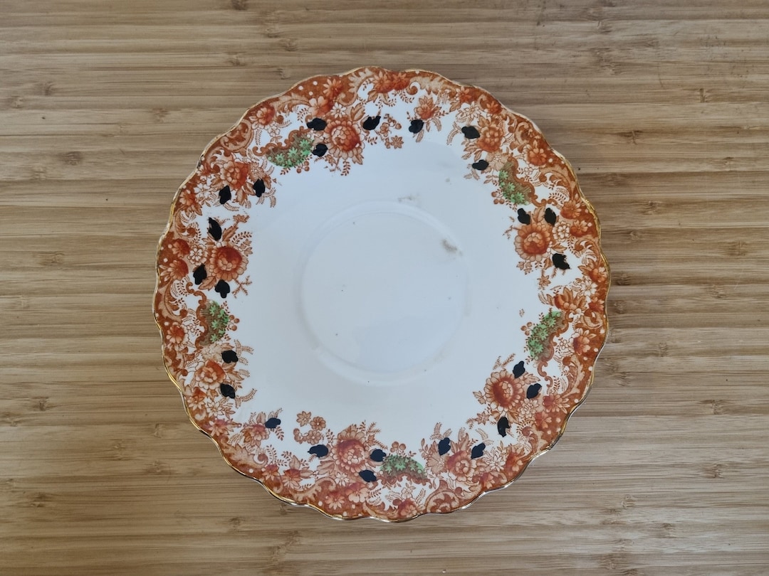 Wellington China Imari Plate | Antique Longton Pottery | Orange Navy ...