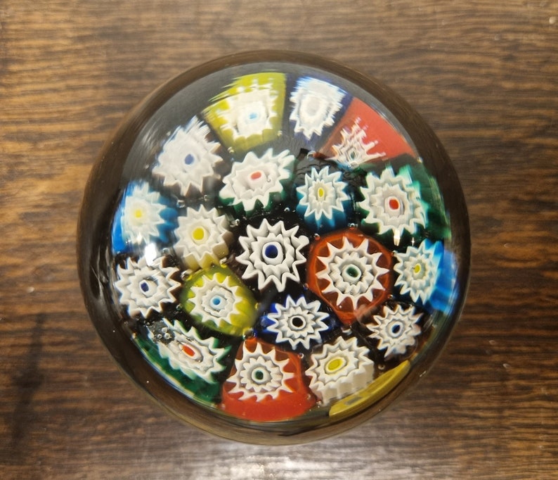 Murano Millefiori Art Glass Paperweight, Colorful Italian Glass ...