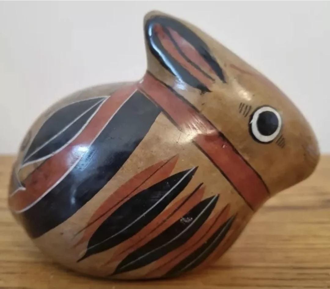 Vintage Handmade Aztec Pottery Rabbit | Mexican Folk Art Clay Bunny ...