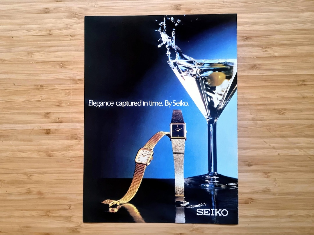 Vintage Watch Advertisement Page, Seiko Gold Cocktail Watches Ad, 1980s ...