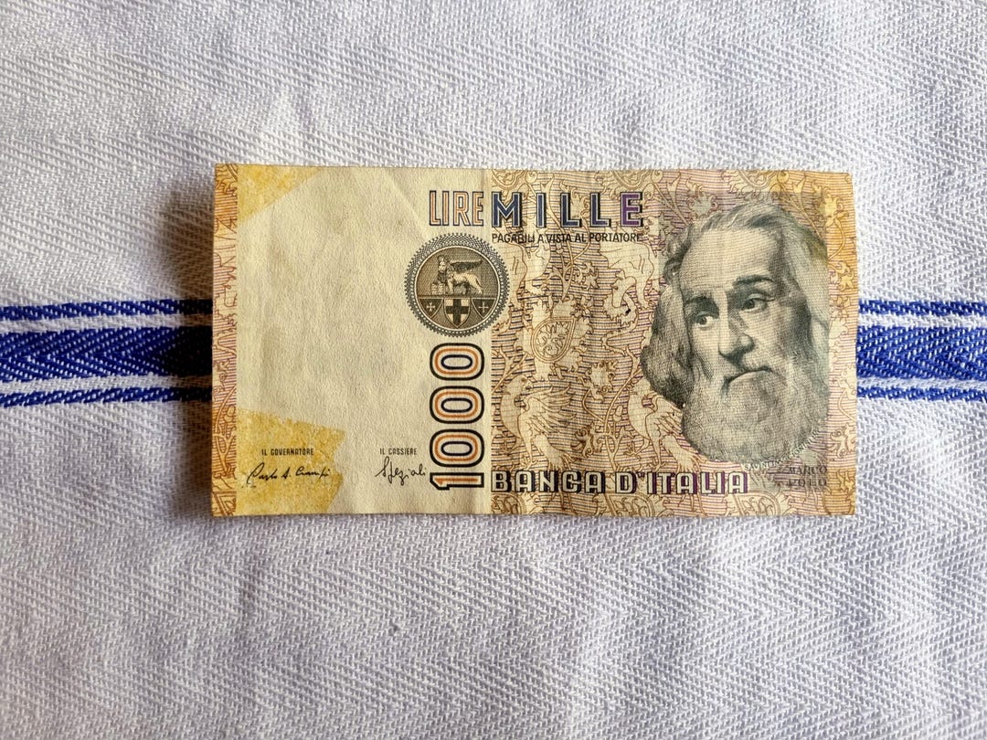 80s Italy 1000 Lire Banknote, Marco Polo Portrait, Banca D'italia Mille ...