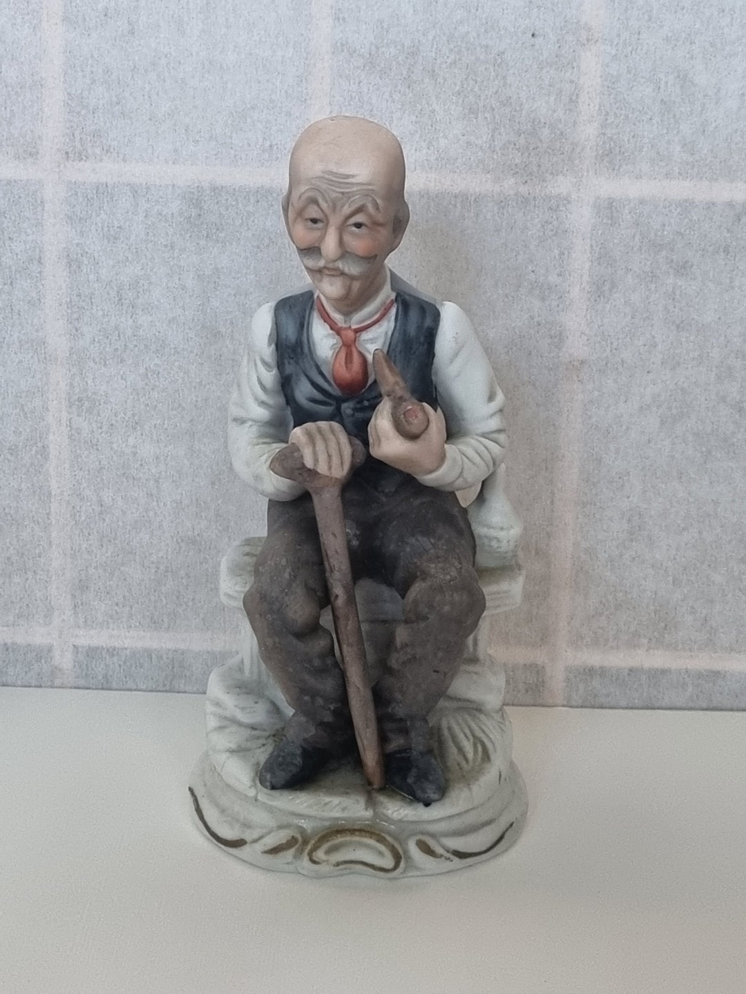 Old Man Figurine Vintage Bisque Pottery Ornament - Etsy