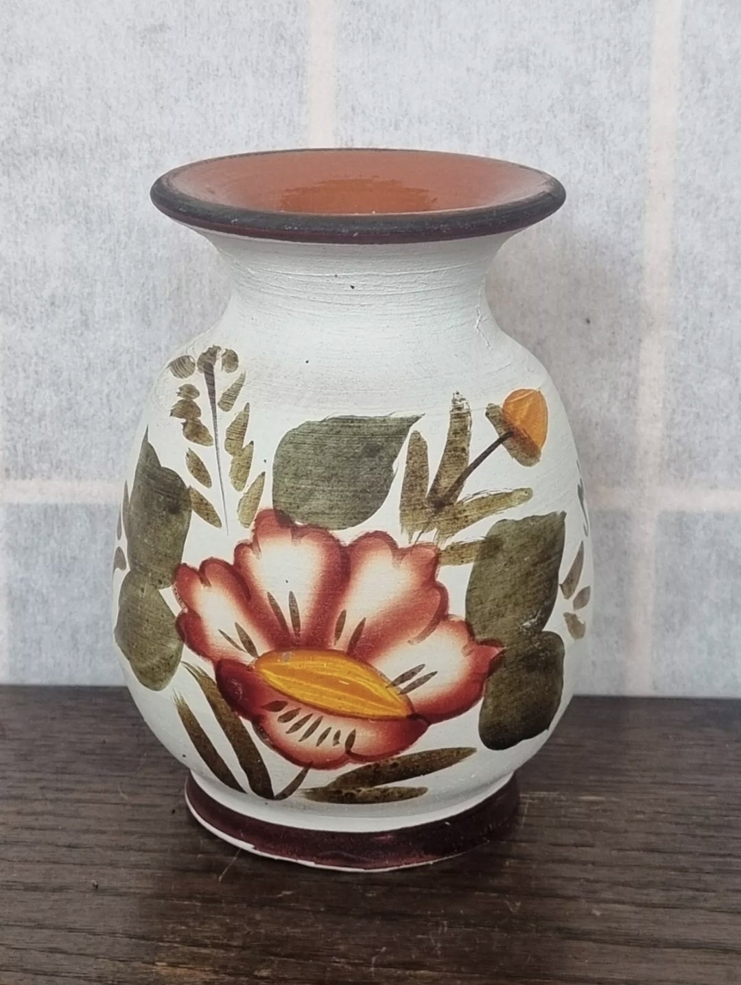 Greek Handpainted Vase | Vintage Corfu Folk Art Pottery | 1980s White ...