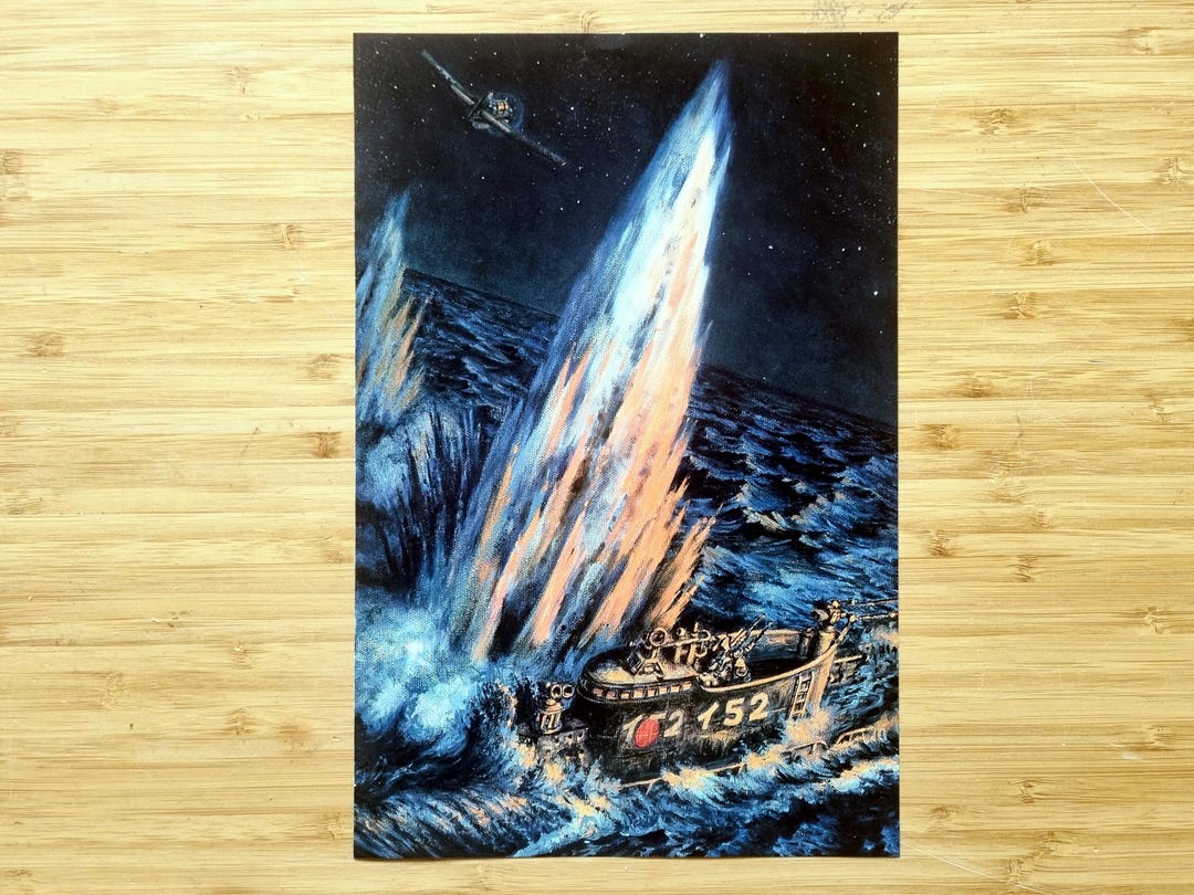 WWII Naval Aviation Art, Submarine Sinking 1944, Operation Rising Sun ...