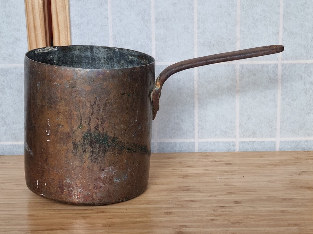 Antique Copper Stock Pot, French Professional Cookware, Deep 19th ...