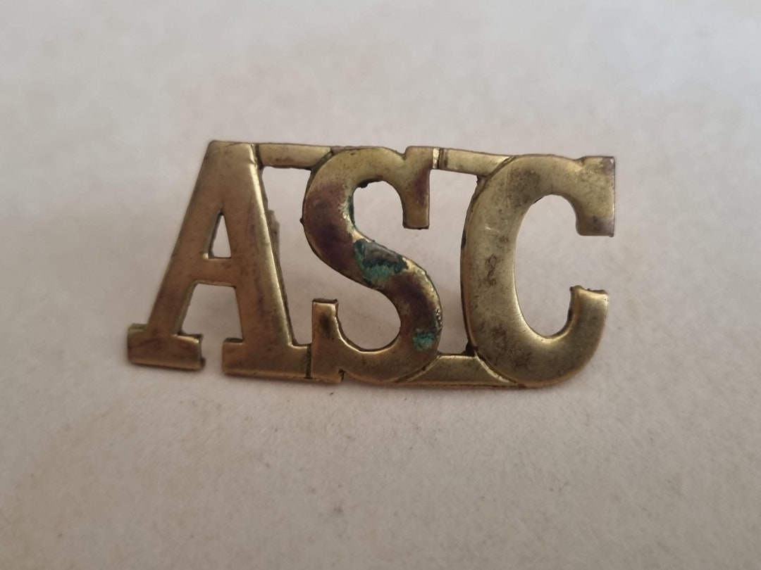 Original WW1 Memorabilia, Brass British Army Shoulder Title ASC Army ...