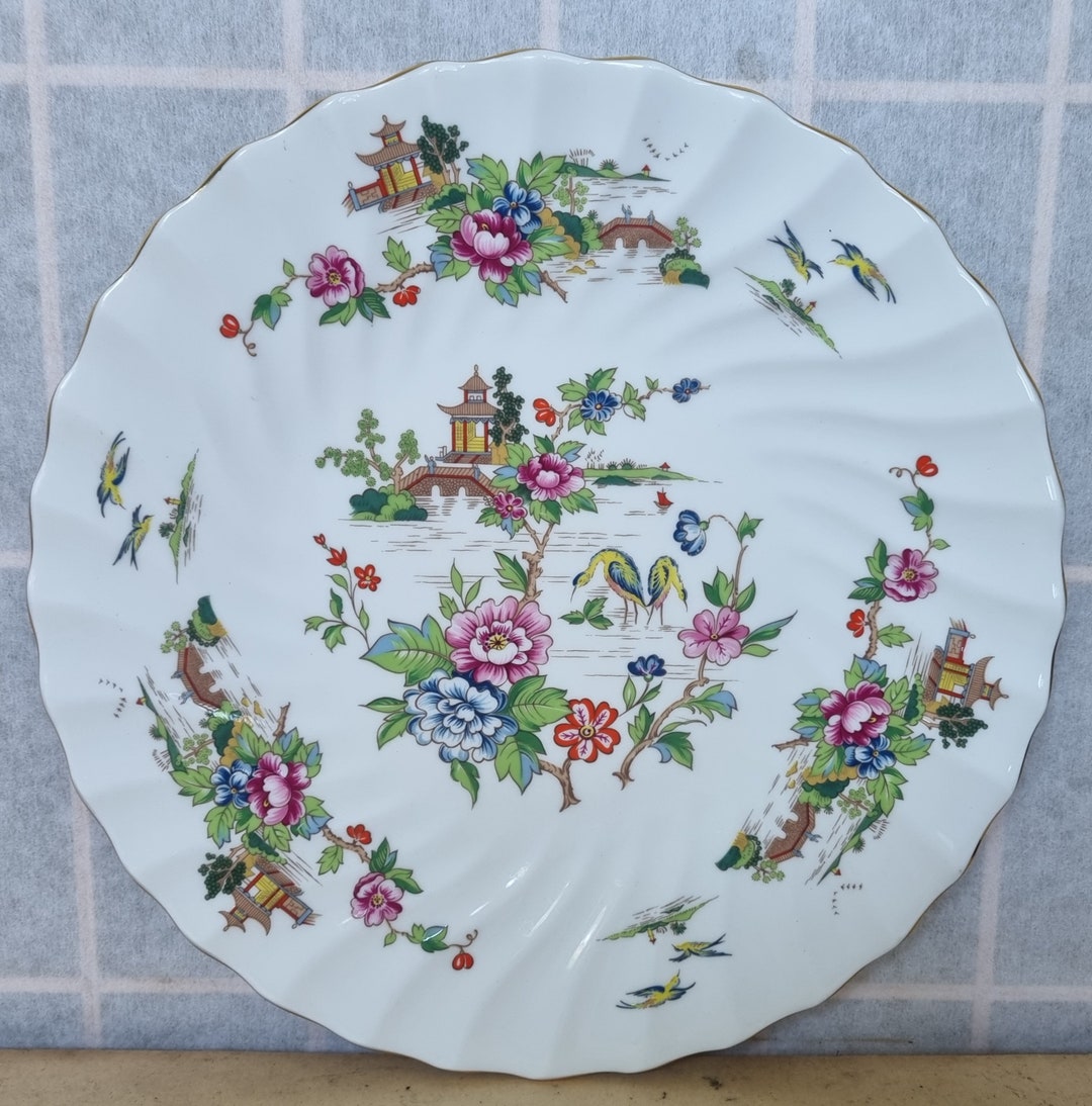 Crown Staffordshire Pagoda Plate | 1950s White Porcelain Chinoiserie ...