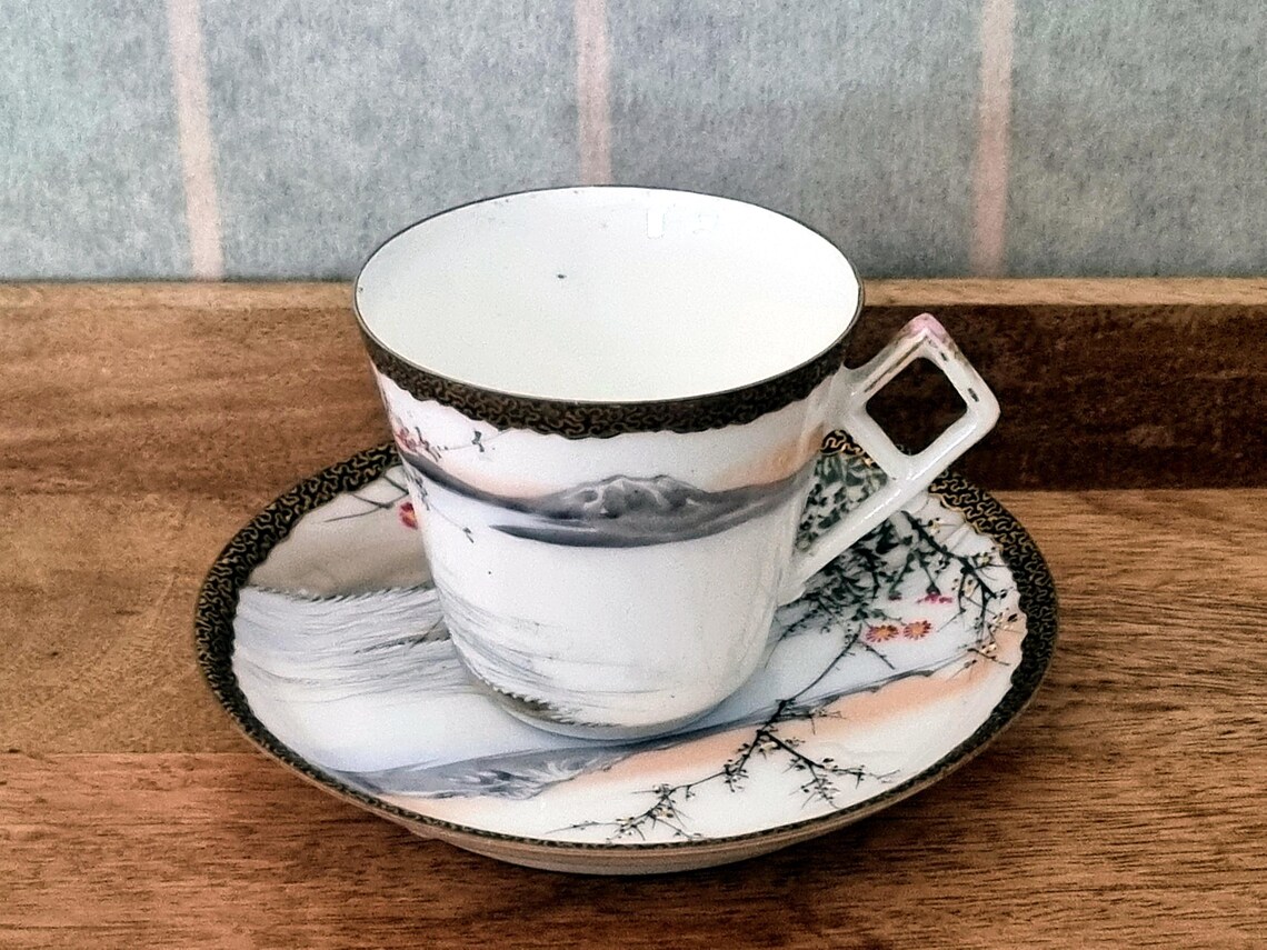 Antique Japanese Geisha Tea Cup Set | Hand-painted Porcelain Teacup ...