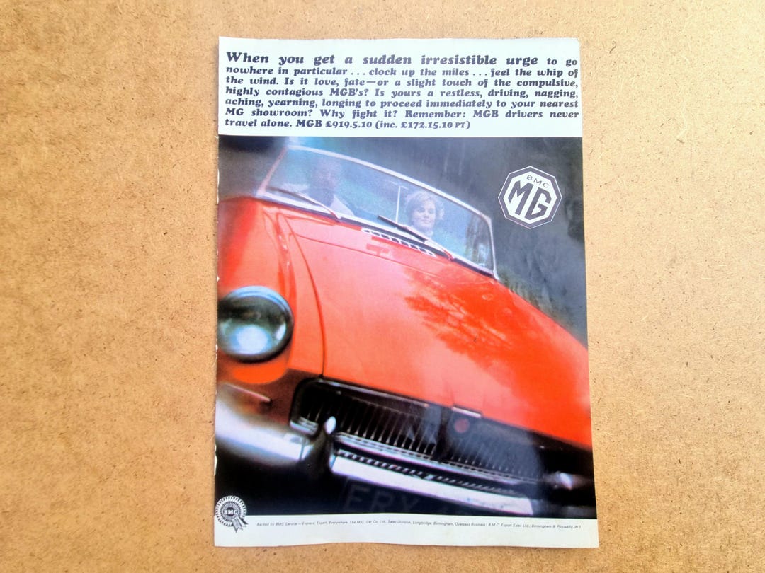 1960s Car Advert, MG MGB, Original Print Page, 1967 Vintage Magazine ...