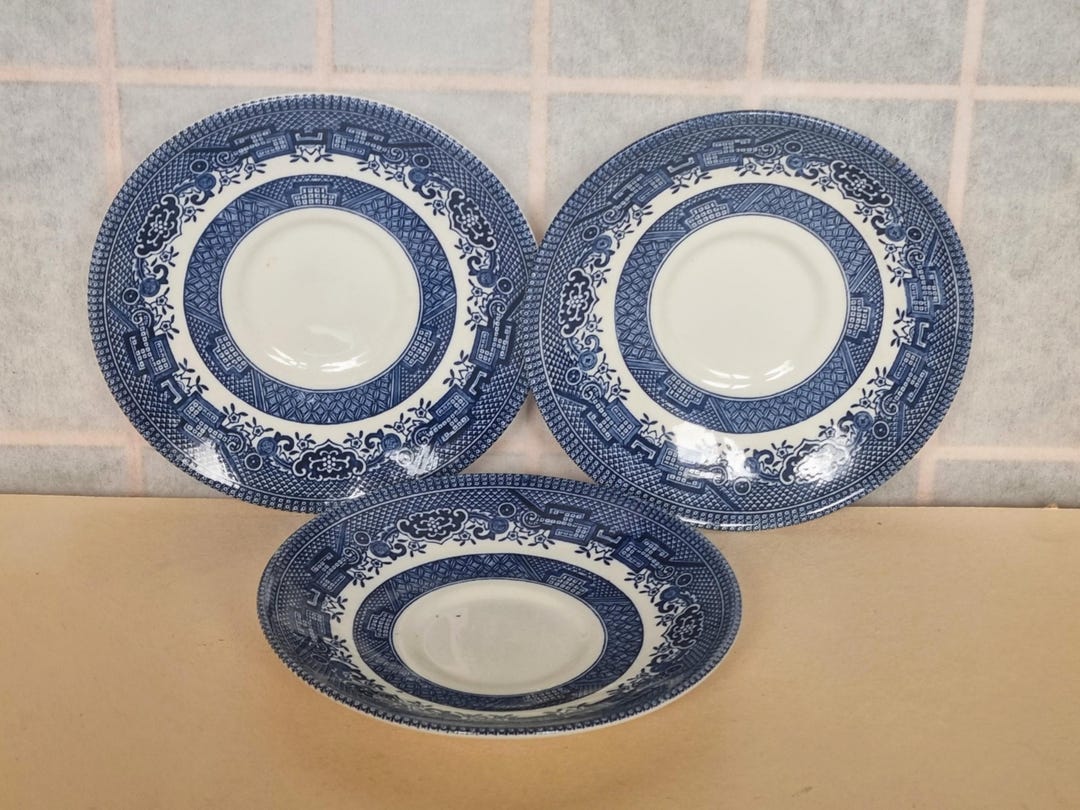 3 Old Blue Willow Saucer Plates, Replacement for Tea Cup Set, Churchill ...