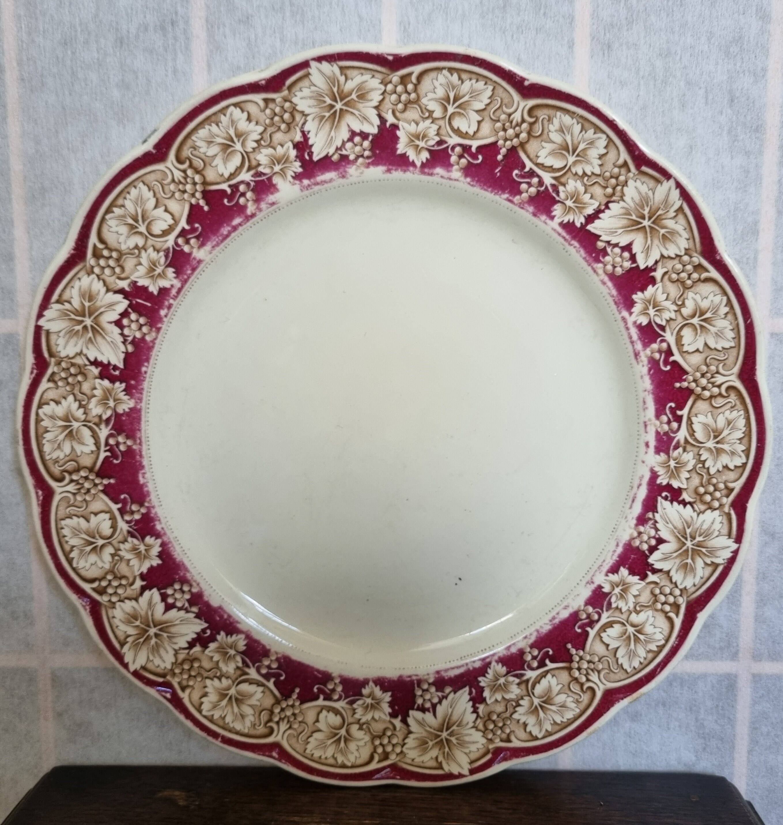 Grindley Hampton Vine Plate Burgundy Cream China Vintage English ...