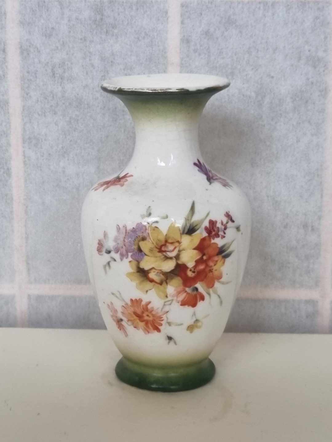 Gebrueder Heubach Vase | German Porcelain Bud Vase 1890s | Hand Painted ...