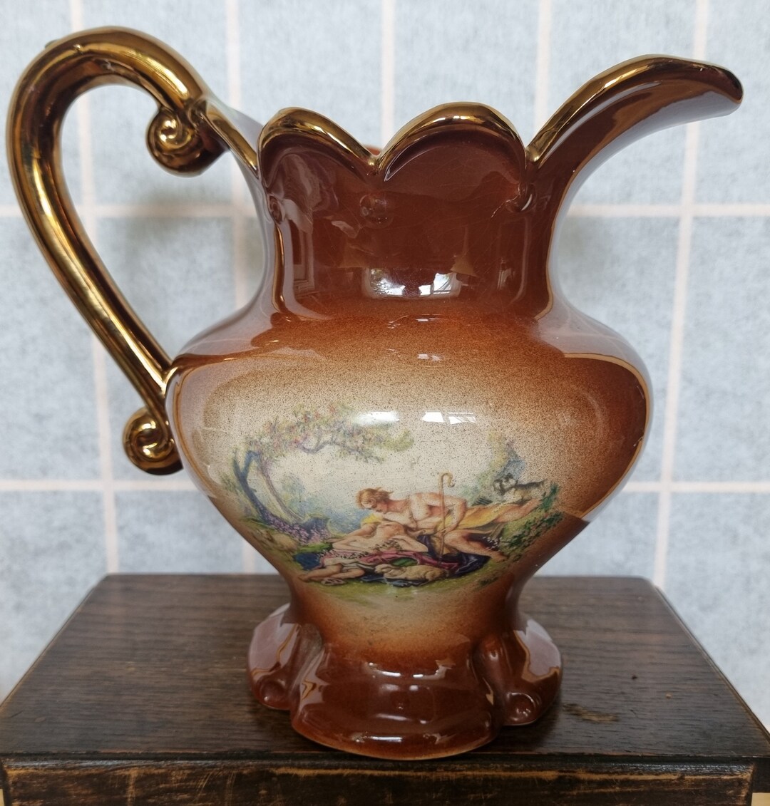 Large Staffordshire Jug in Extravagant Shape With Romantic Victorian ...