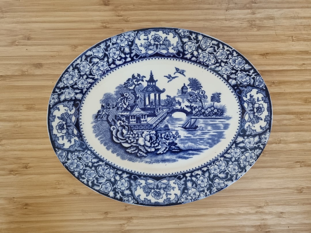 Blue Willow Oval Platter | Vintage Olde Alton Ware England | Large ...
